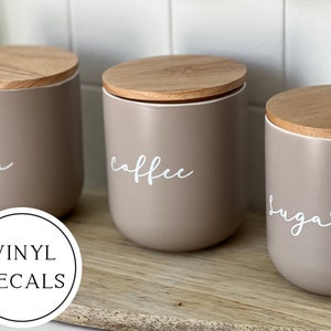 Minimalist Tea Coffee Sugar Decals, Any Word Vinyl Labels, Vinyl ...