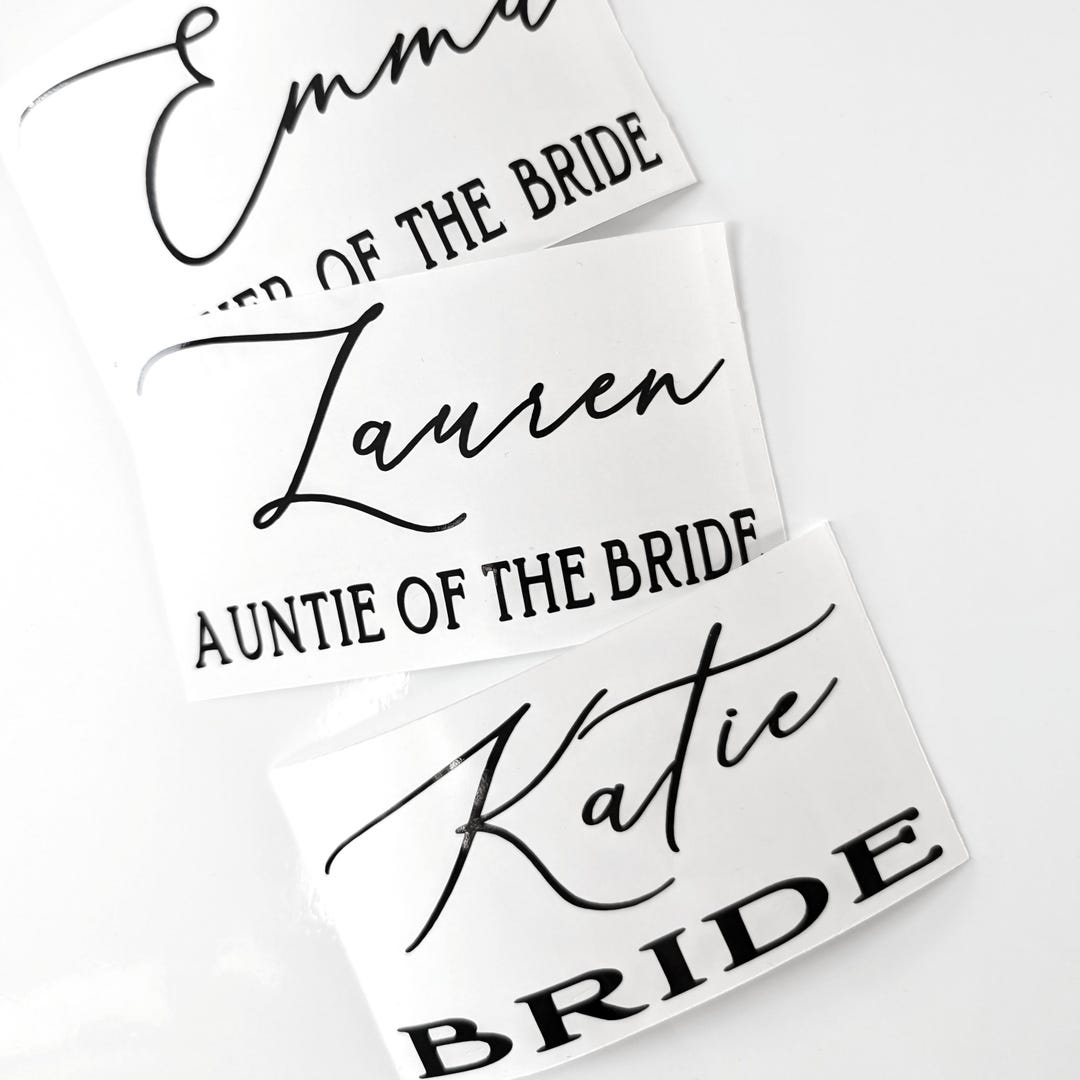 Personalized Wedding Glass Decals: Elegant Name & Role Vinyl Stickers ...