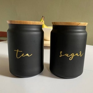 Minimalist Tea Coffee Sugar Decals, Any Word Vinyl Labels, Vinyl ...