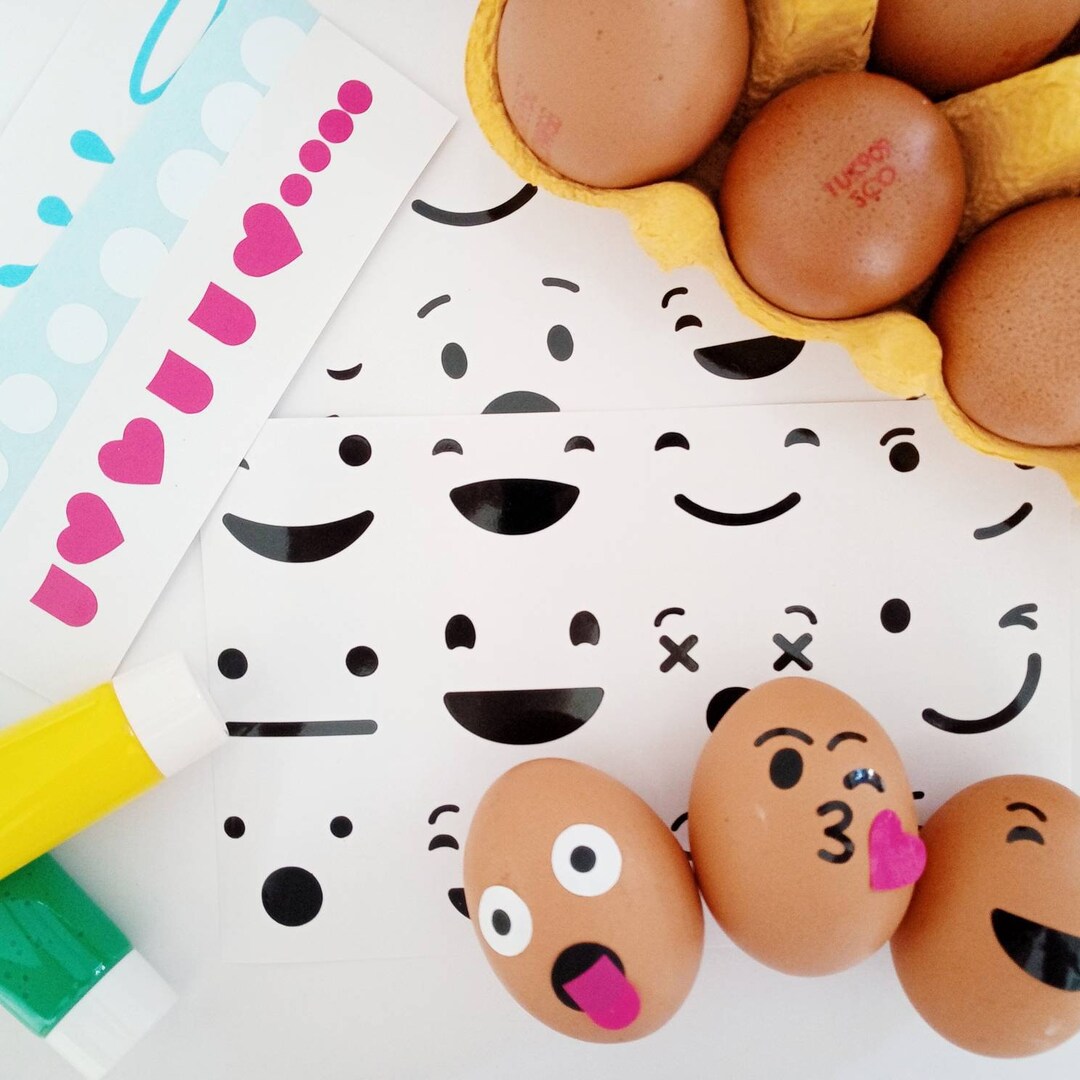 Easter Craft Kit for Egg Decorating, Peel and Stick Emoji Vinyl ...