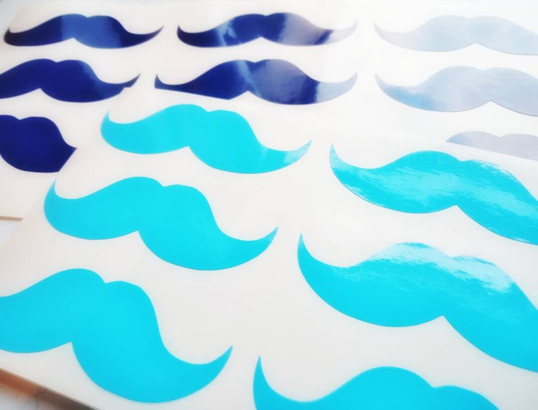 60 Moustache Decals, Self Adhesive Vinyl Sticker, Permanent Transfers ...