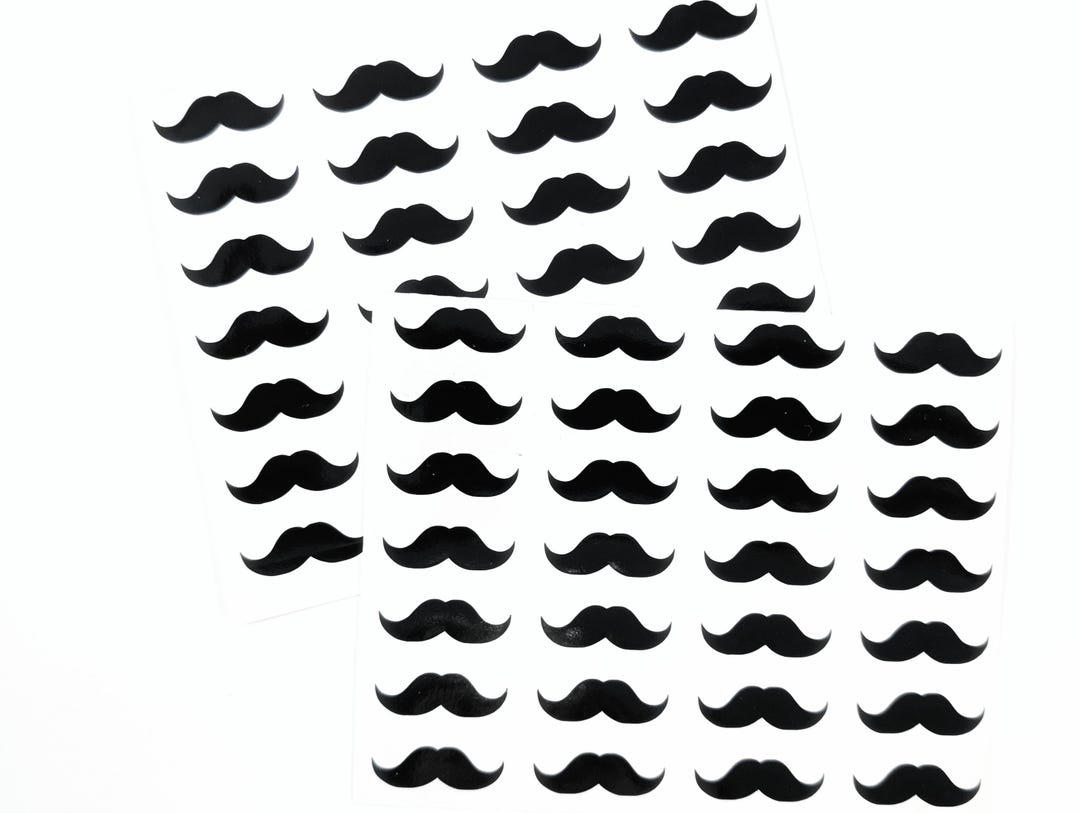 28 Moustache Vinyl Stickers, Permanent and Waterproof, Self Adhesive ...