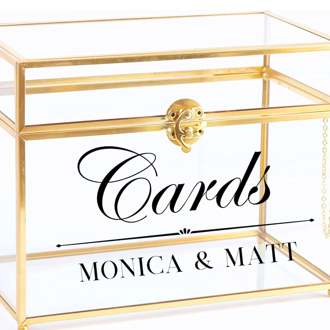 Elegant Wedding Card Box Decal, Personalised Vinyl Sticker, Couples ...