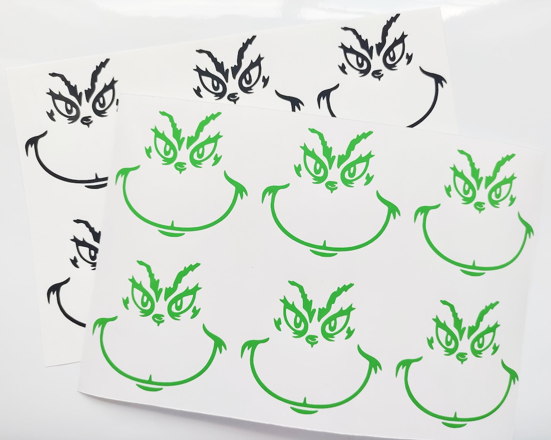Multipack Grinch Face Decals - Etsy