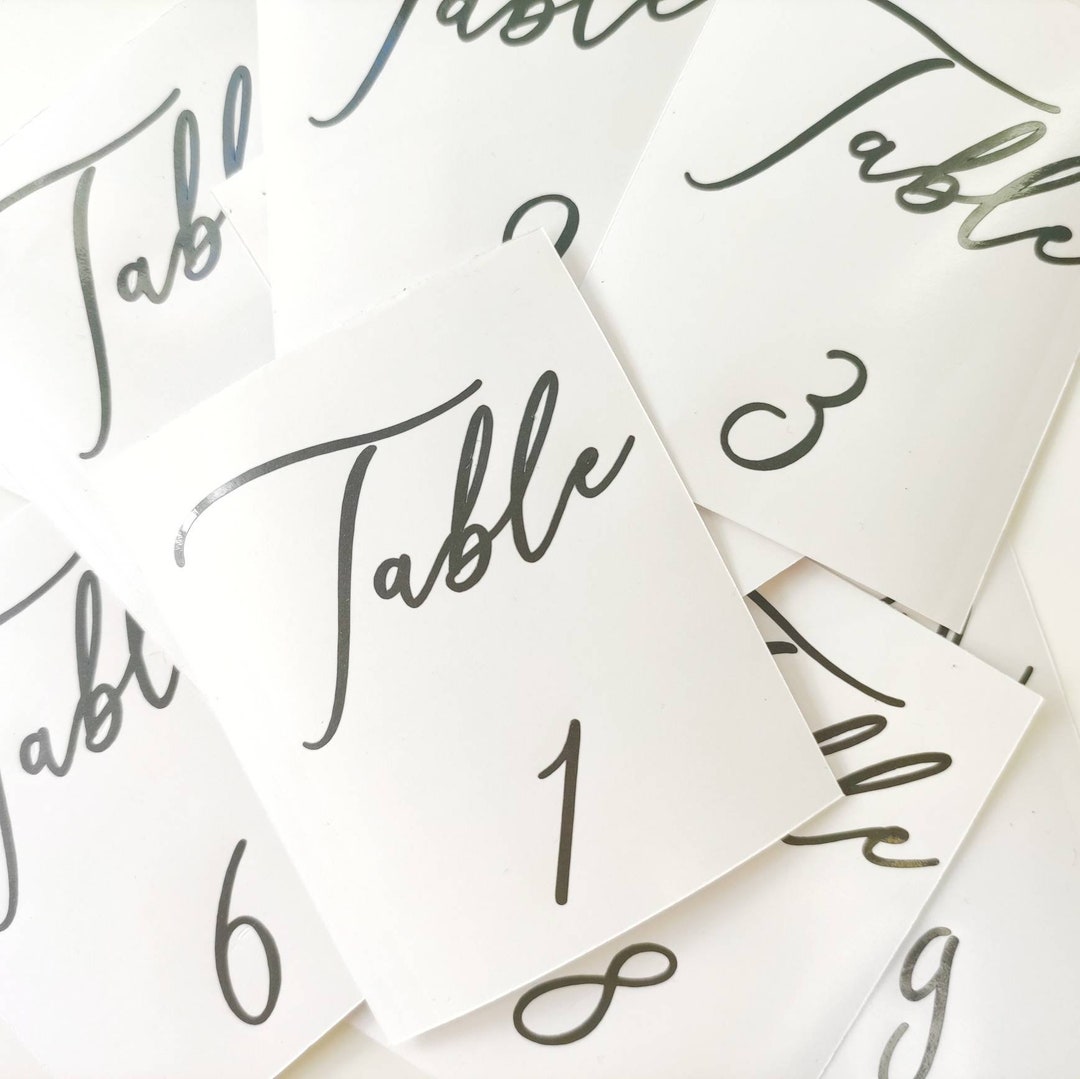 Vinyl Table Number Stickers for Weddings, Self Adhesive, Permanent ...