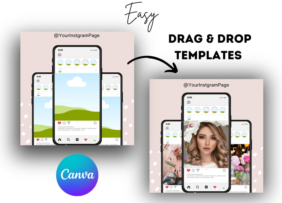 Social Media Mockup, Downloadable Mockup Template, Drag and Drop Design ...