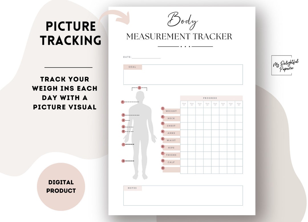 Body Measurement Tracker Weight Loss Journal, Weightloss Tracker ...