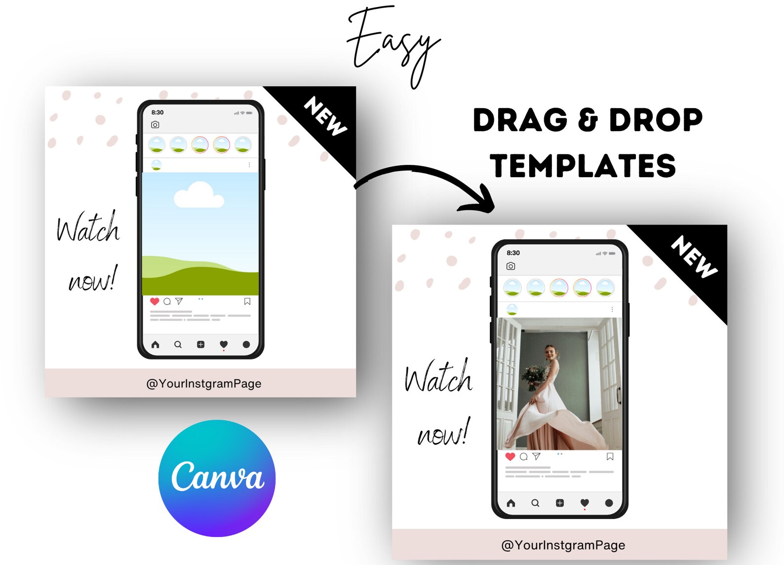 Social Media Mockup, Downloadable Mockup Template, Drag and Drop Design ...