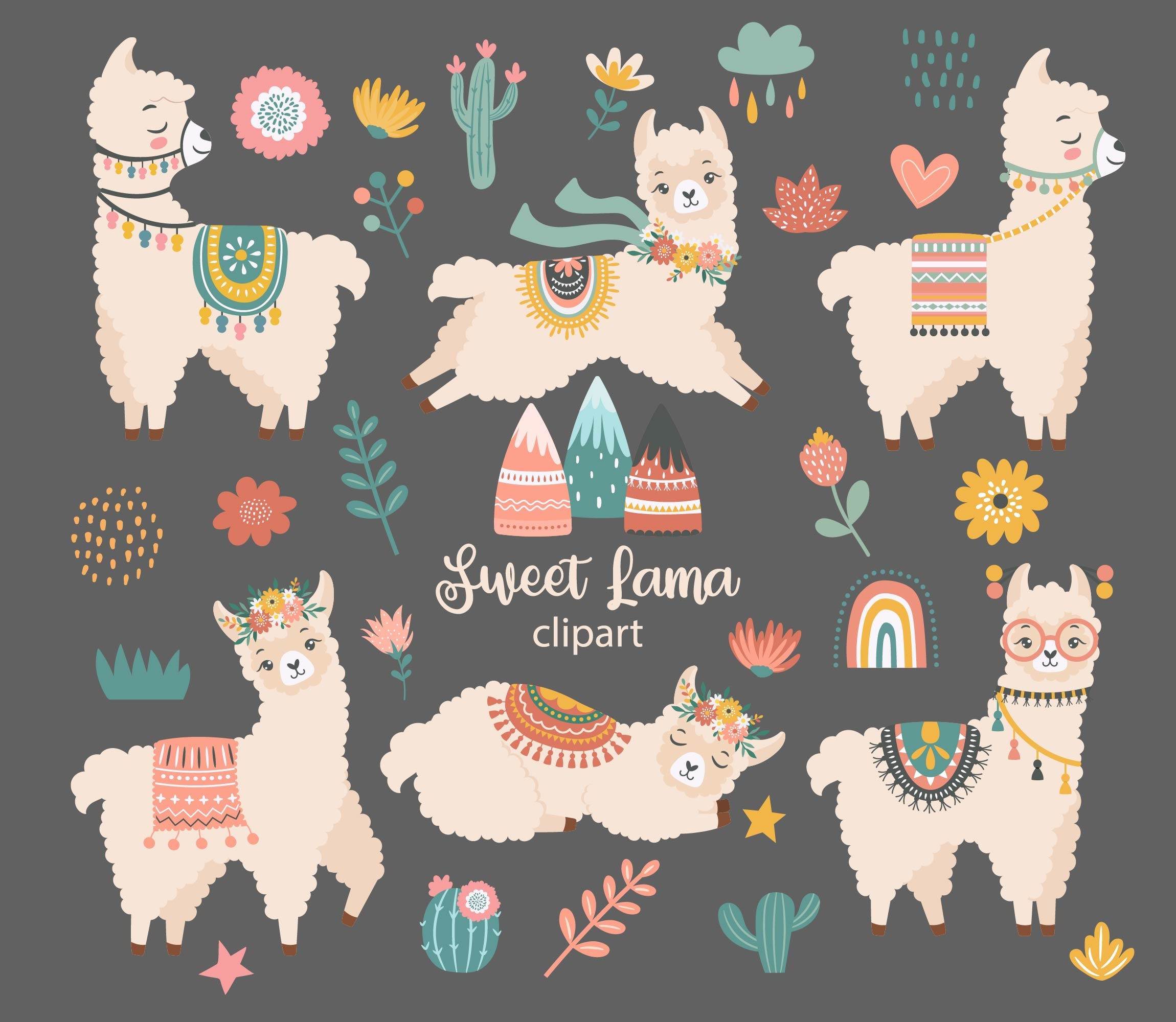 Llama Cartoon Cute
