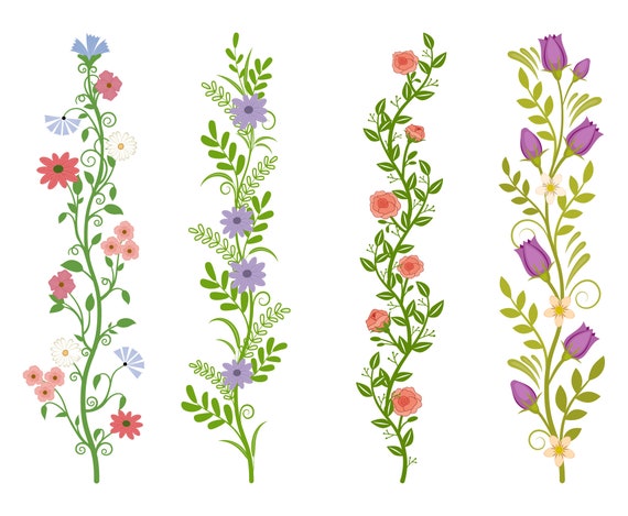 Floral borders decorations for decor floral ornaments | Etsy