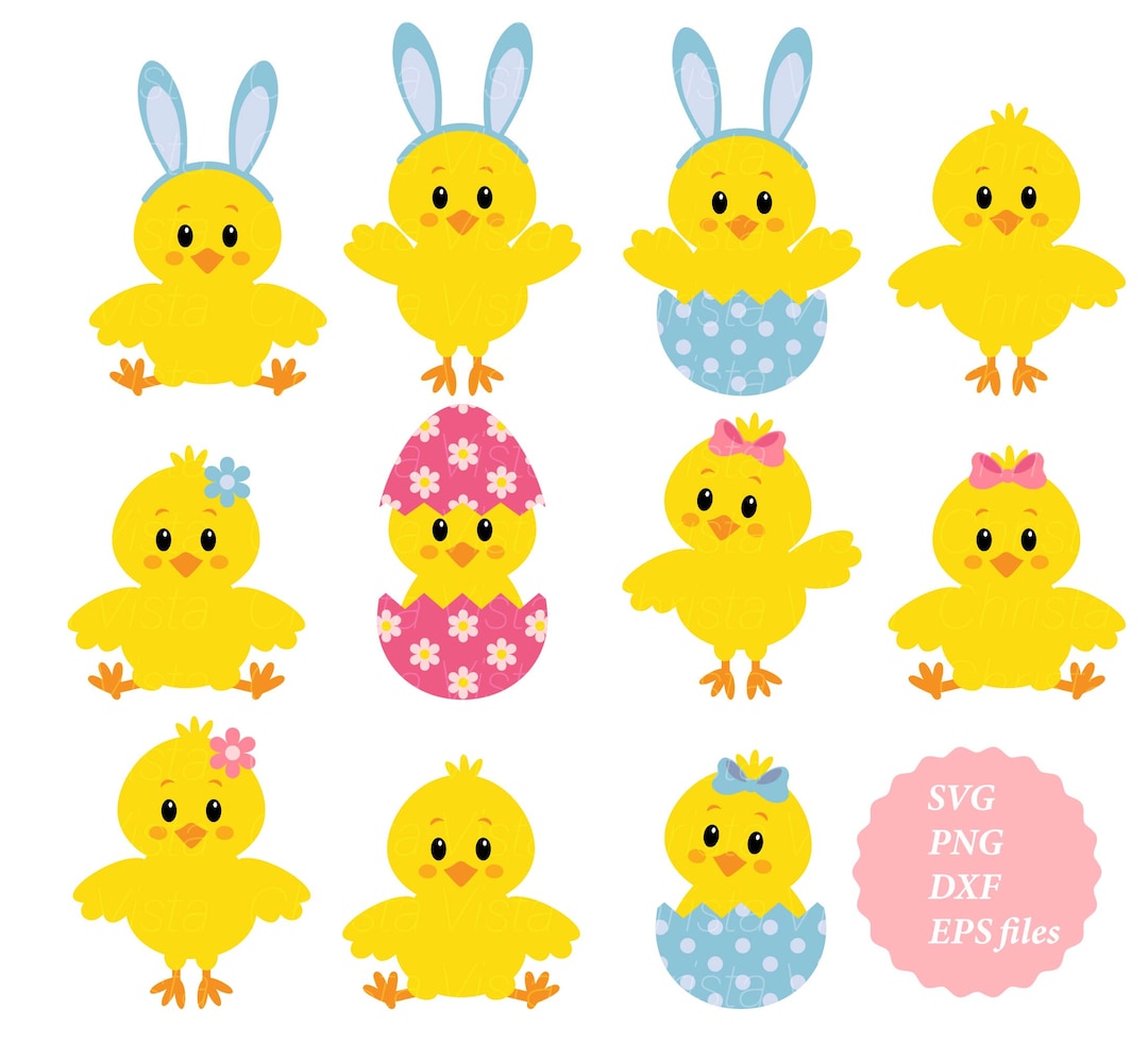 Cute Chicken Clipart, Easter Chick SVG, PNG, Cut File. Personal and ...