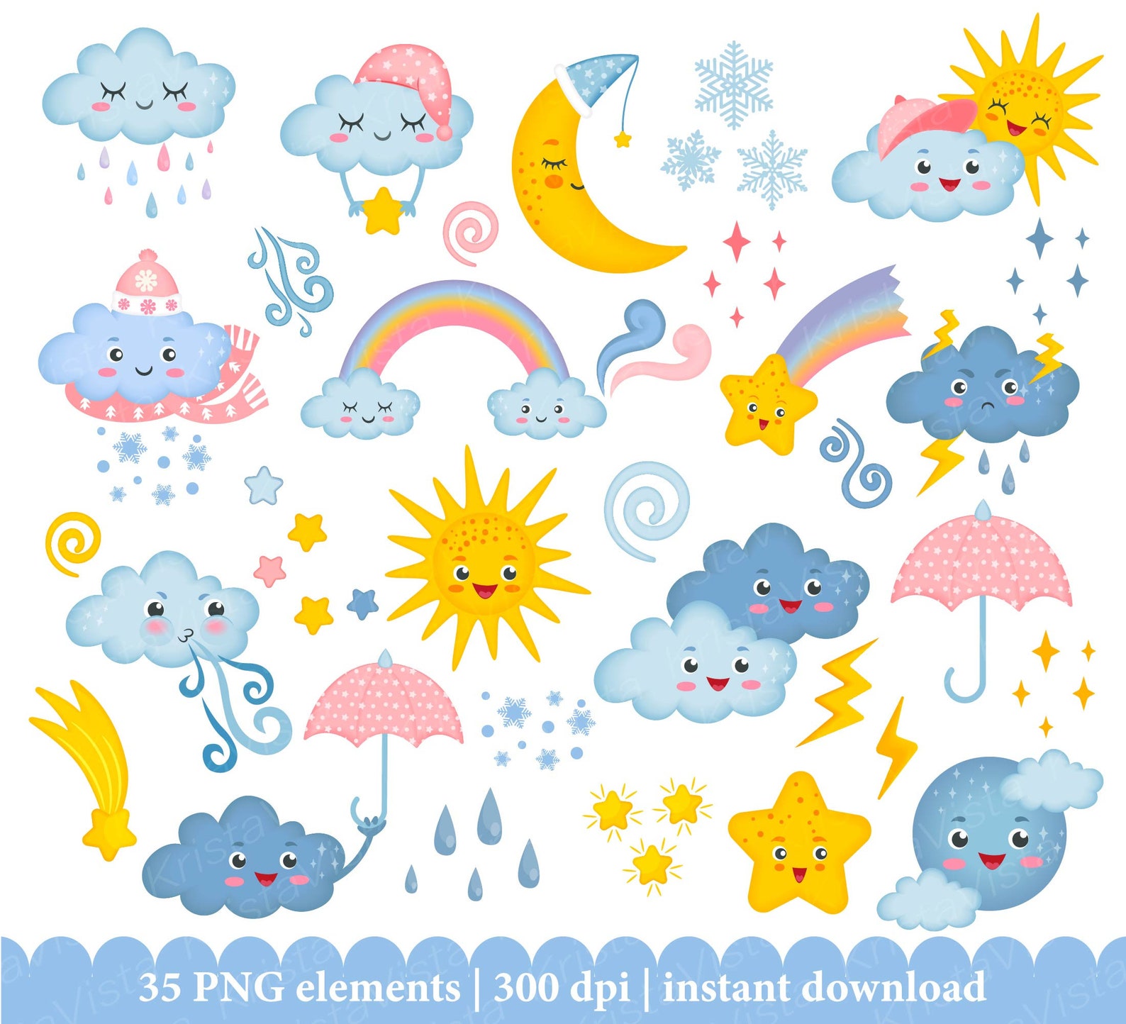 Cute PNG Weather Conditions. Emotional Weather Forecast. Cute Sun and ...