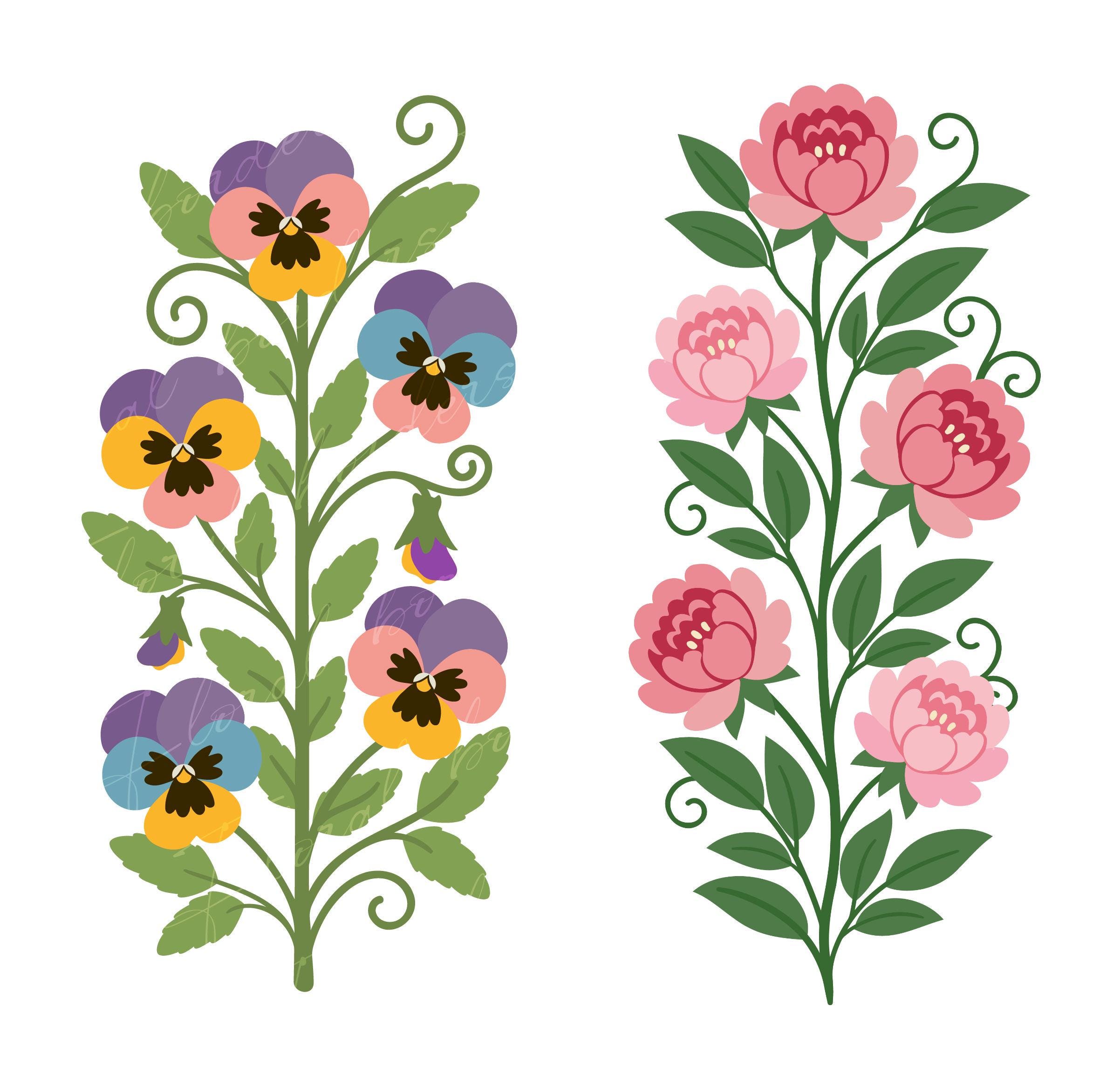 Floral Borders Clipart, Flower PNG (digital Download) - Etsy