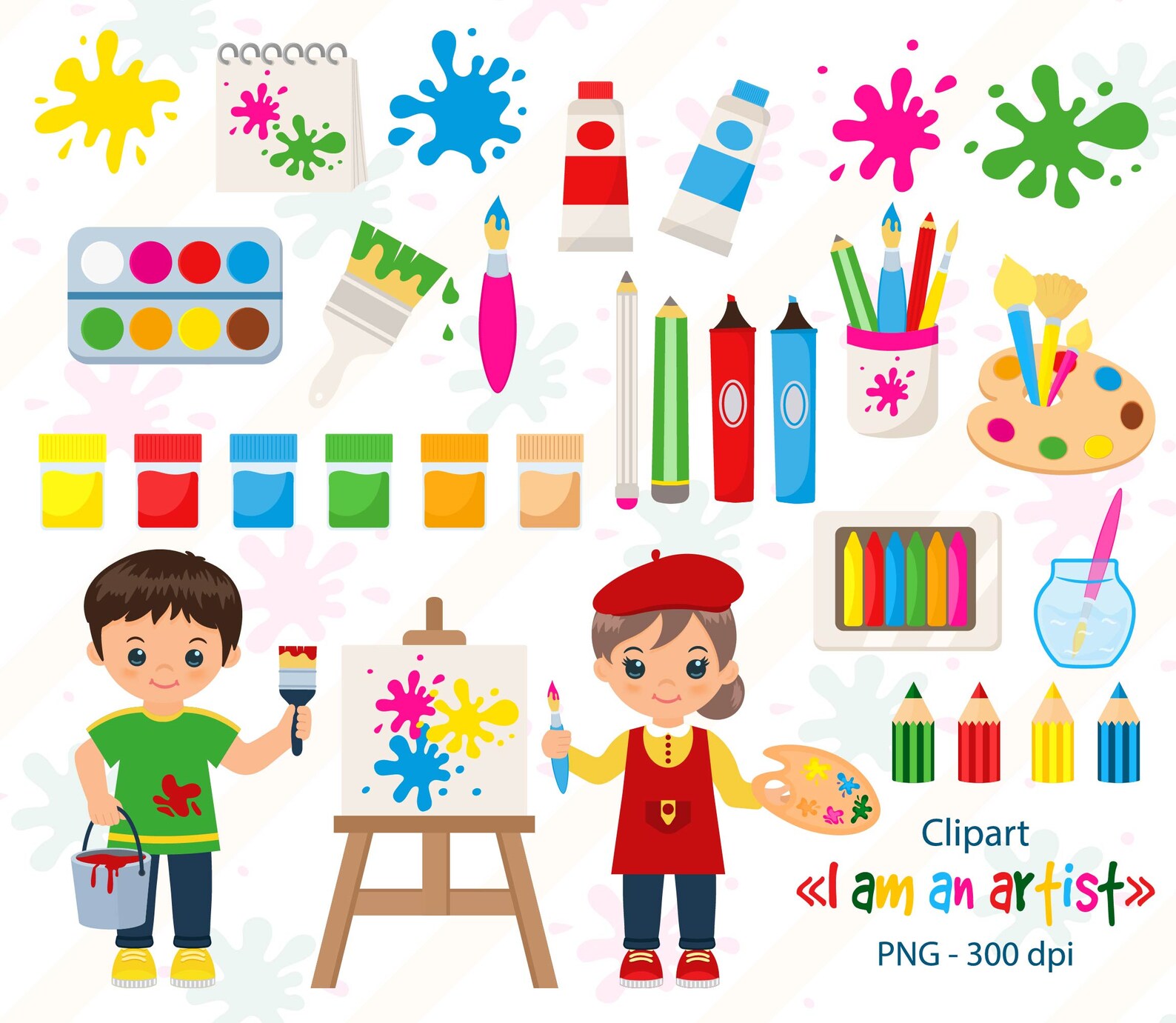 PNG Art Clipart Set. Art Supplies Clipart. Clipart for Art - Etsy
