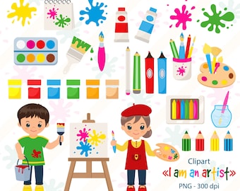 PNG Art Clipart Set. Art Supplies Clipart. Clipart for Art Parties ...
