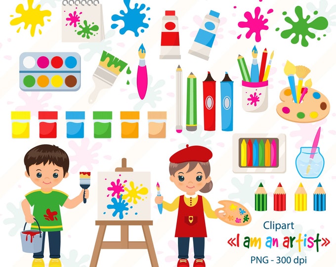 PNG Art Clipart Set. Art Supplies Clipart. Clipart for Art Parties ...
