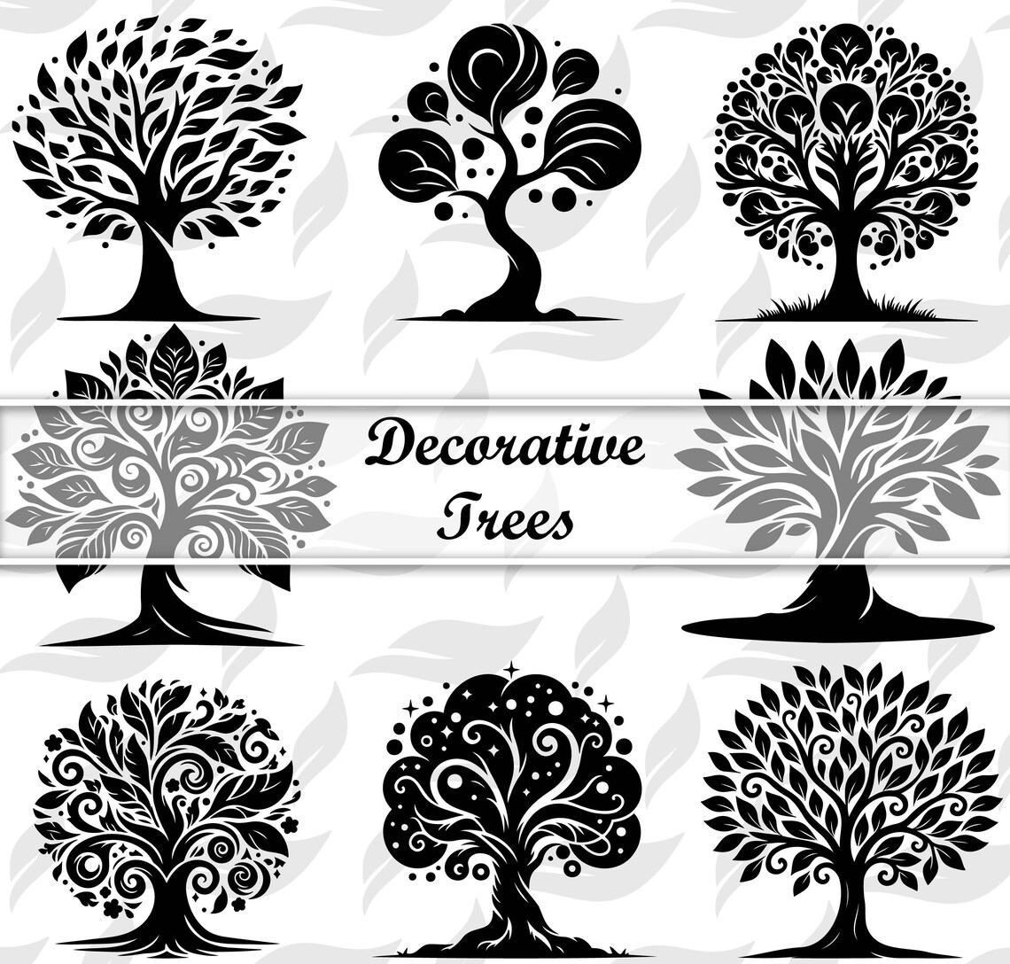 Decorative Trees Cutting Files for Cricut and Silhouette, Trees Svg ...
