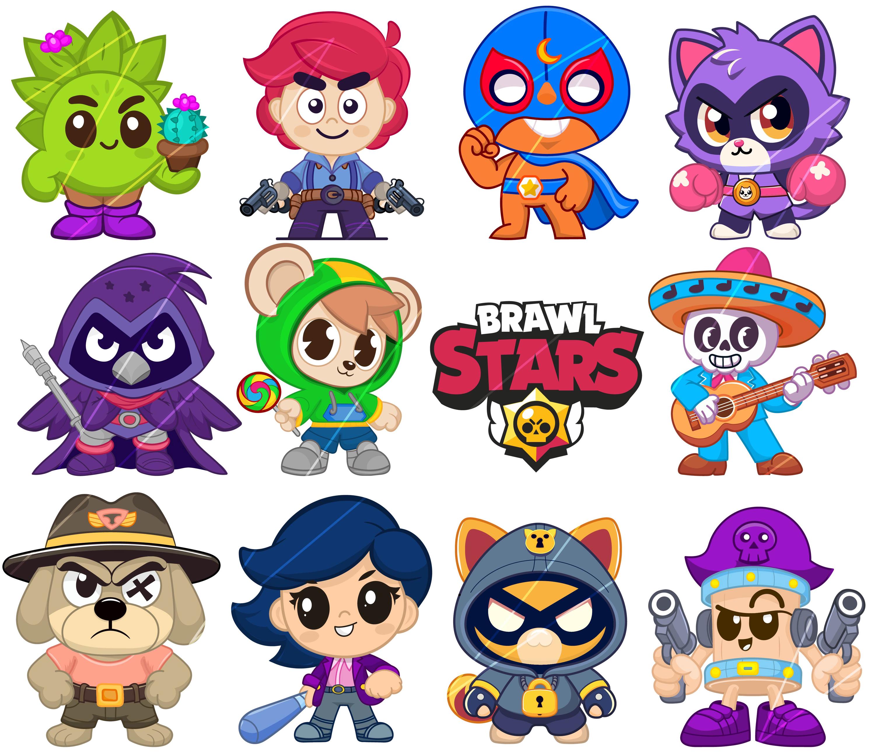 Personajes de Brawl Stars PNG, Spike, Colt, Leon, Crow, El Primo, Poco ...