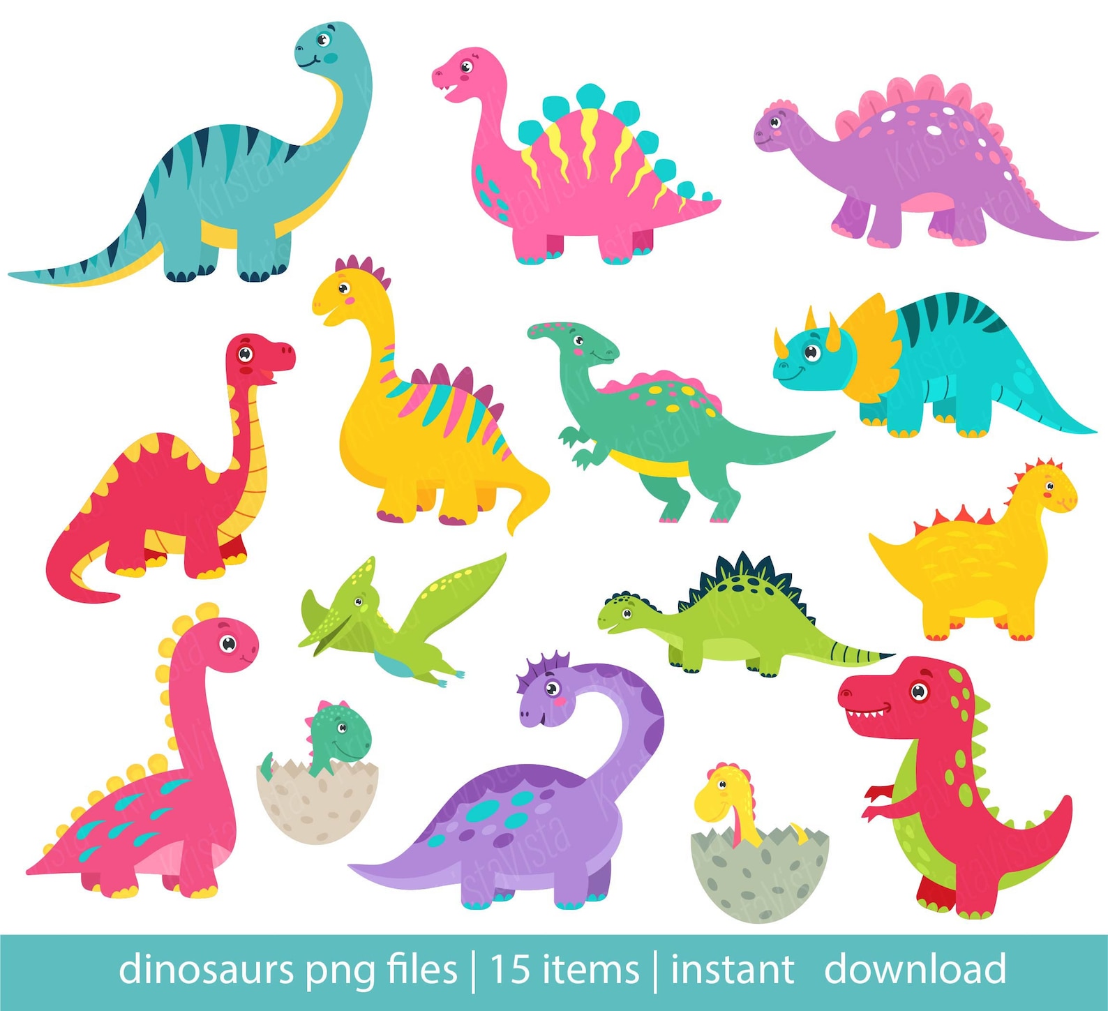 Cute Colorful Dinosaur Set. Ancient World Set. Illustrations of Bright ...