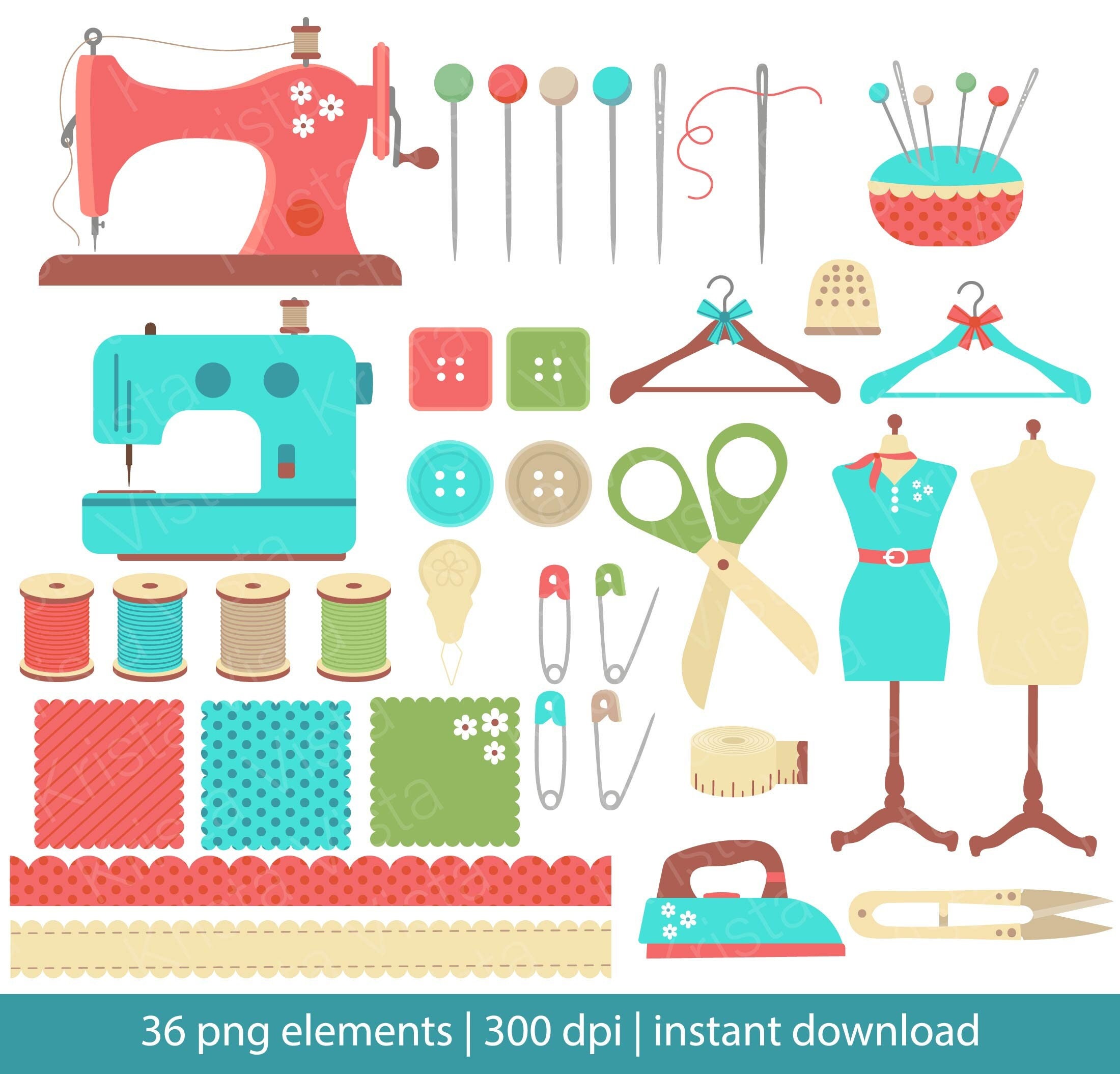 Pretty Sewing Clipart Set. A Set of Various Sewing Tools and Devices ...