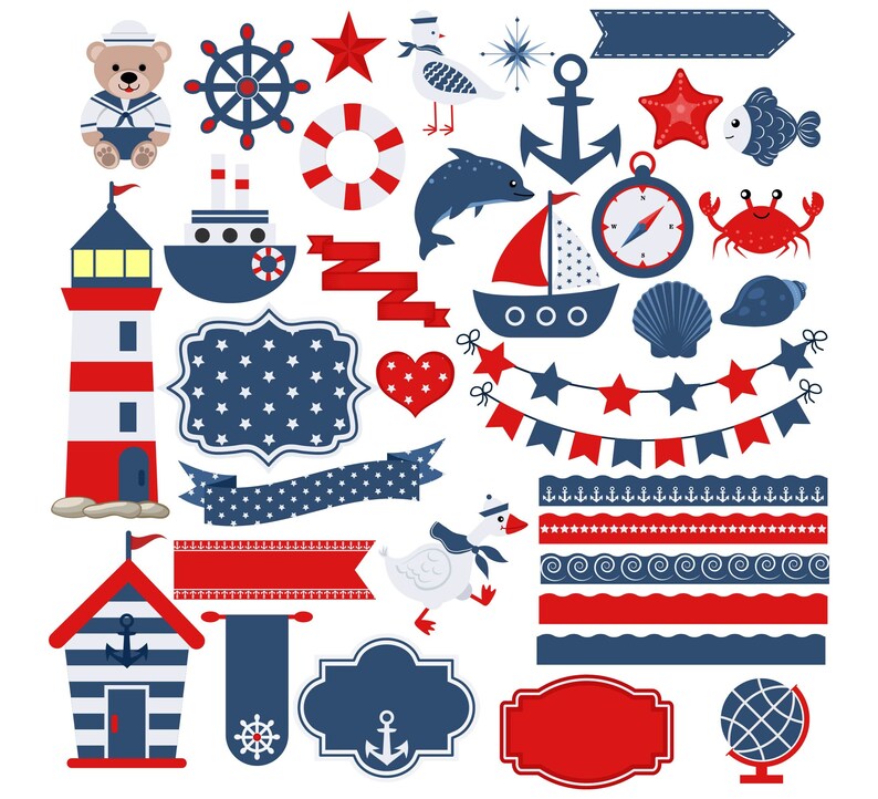 Nautical Clipart PNG. Nautical Clipart for Scrapbooking. Ocean Clipart ...