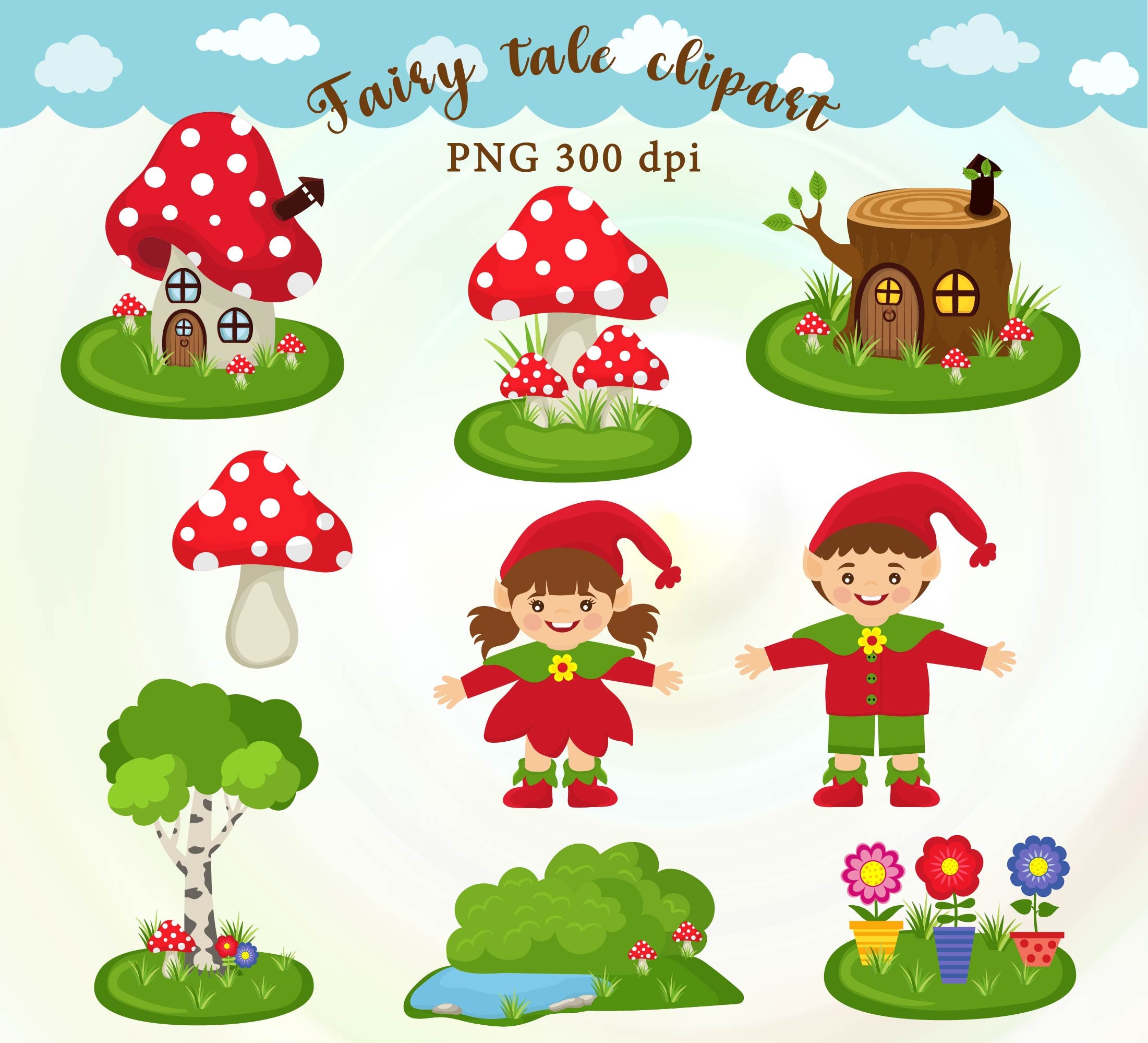 Fairy Tale Gnomes And Mushrooms