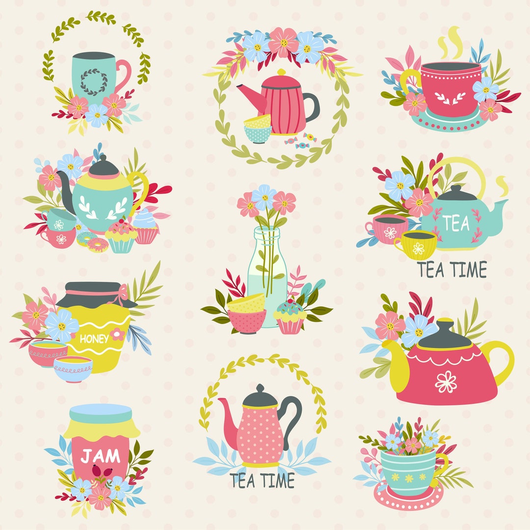 Tea Party Clipart Set, Tea Set PNG Images, Tea Party Illustration ...