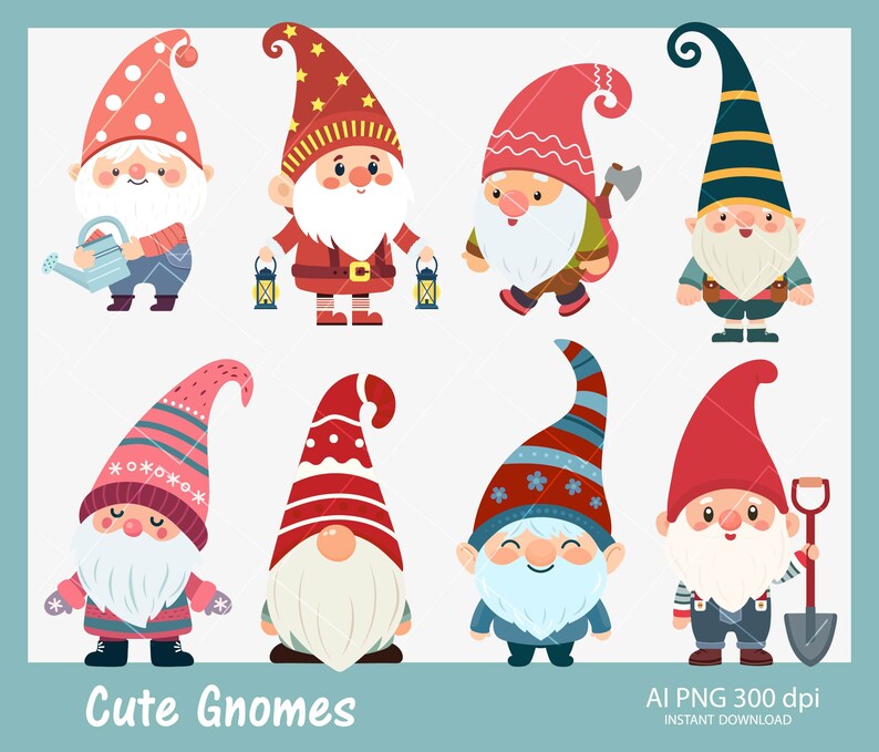 Gnomes PNG. Cute Vector Illustrations of Gnomes for Creativity and ...