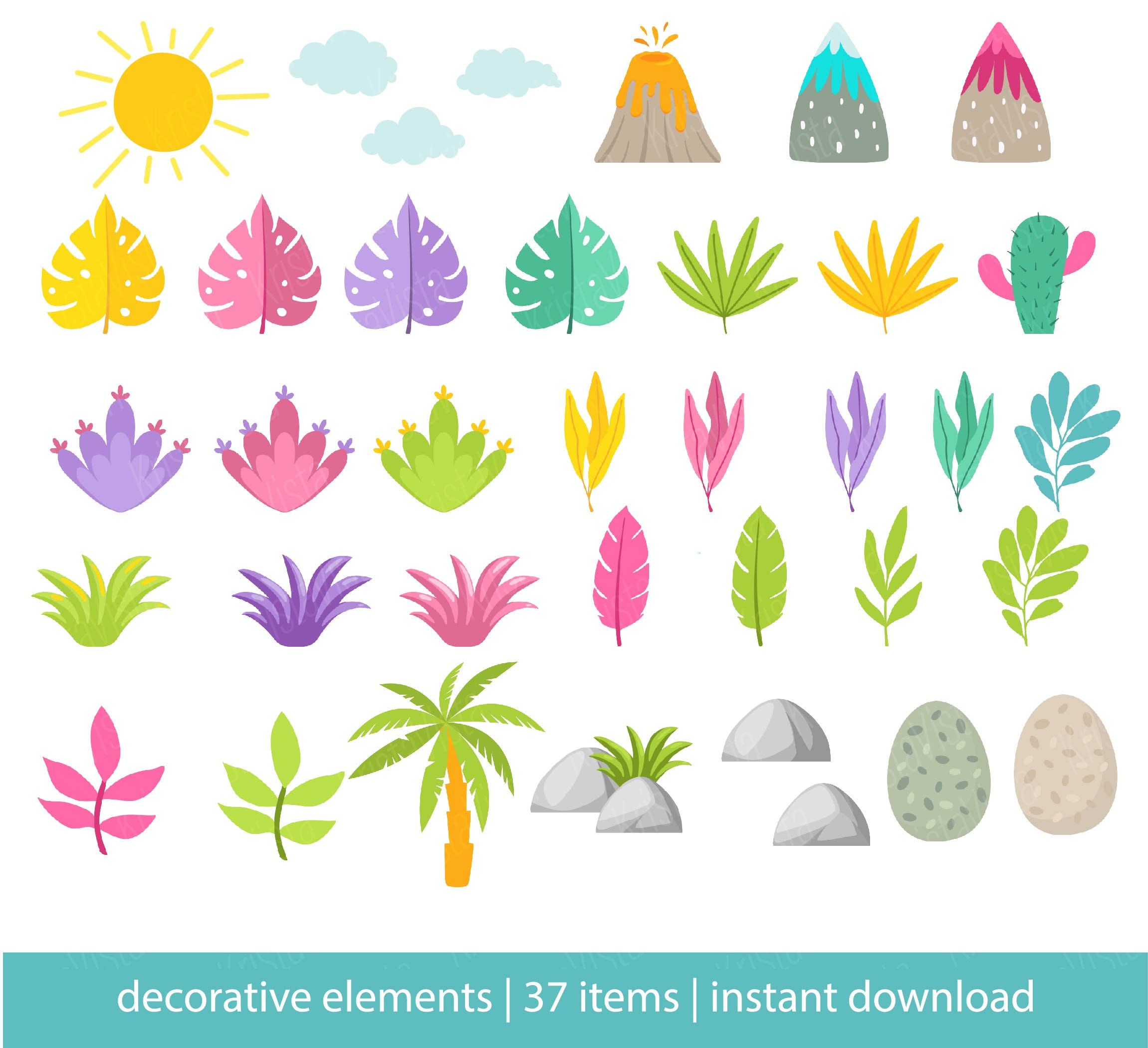 Cute Colorful Dinosaur Set. Ancient World Set. Illustrations of Bright ...