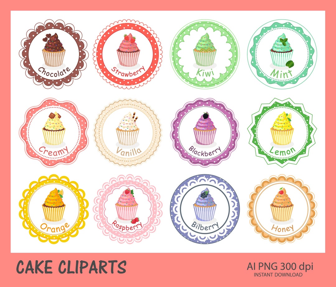 Fruit Cupcake Clipart Set. Cupcakes and PNG Frames. Pictures of Cute ...