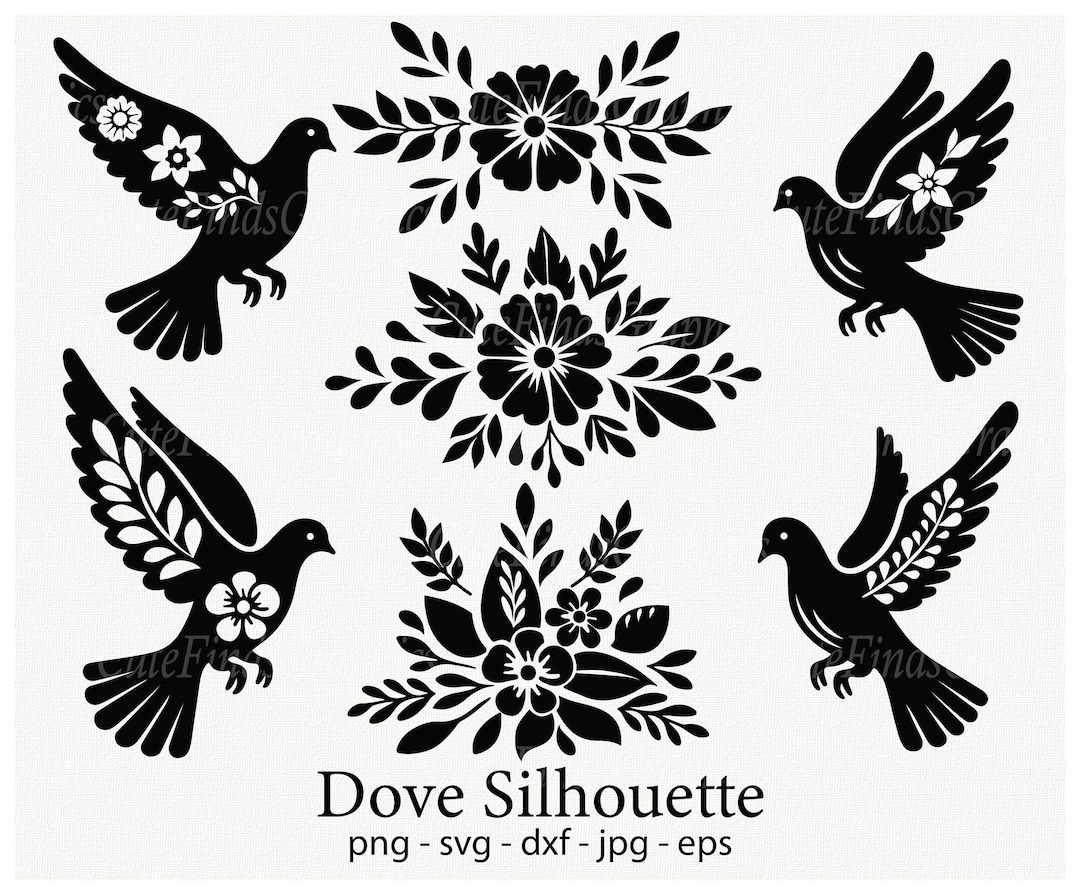Doves and Flowers SVG, PNG. Files for Cutting & Printing - Handmade ...