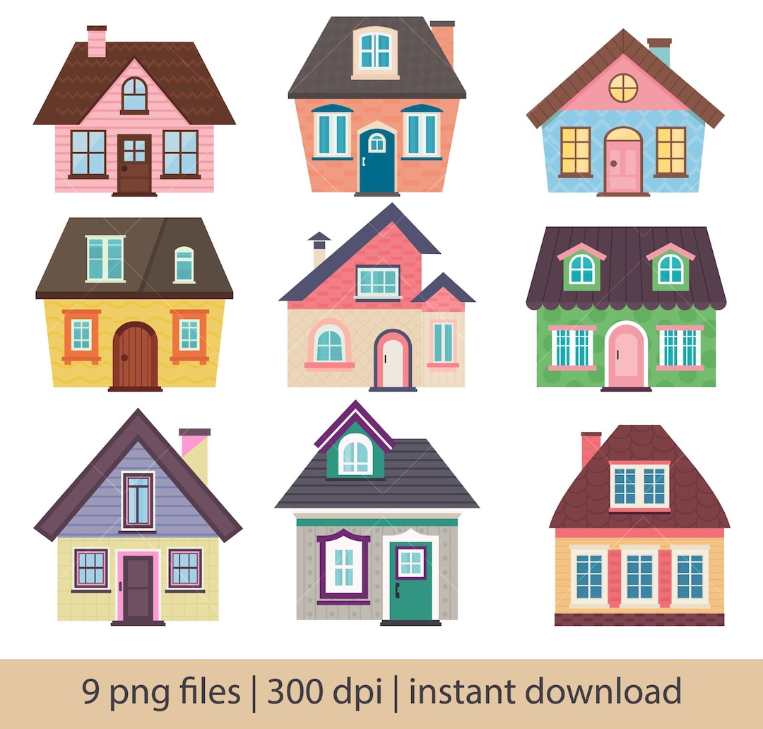 Houses PNG Clipart, Cute Decorative House Digital Download, Handmade ...