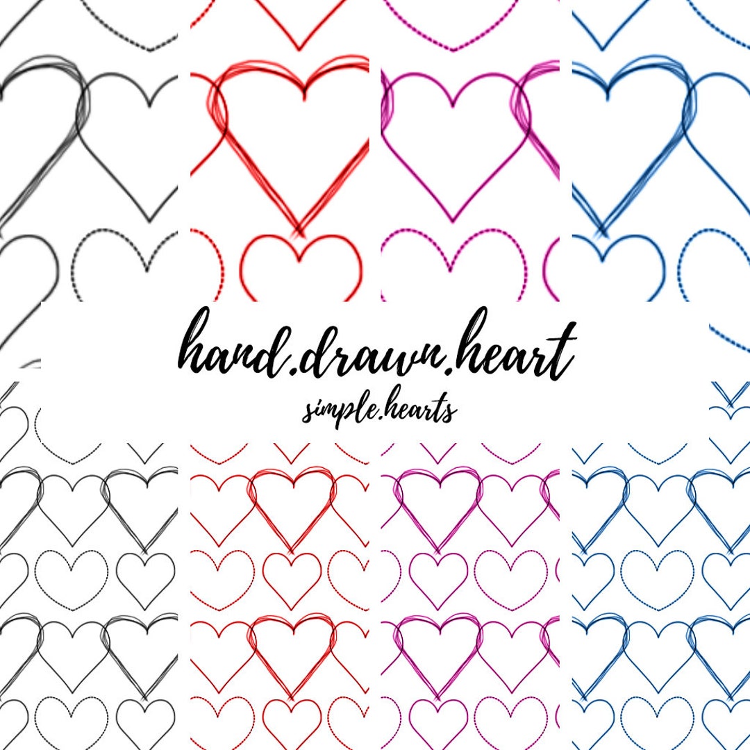 Hand.drawn.heart - Simple Hearts Digital Papers - Set 1 - Etsy