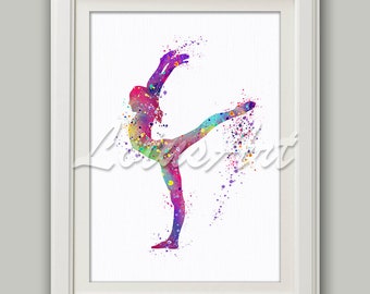 Gymnastics Tumbling Canvas Wall Art Watercolor Sports Print | Etsy