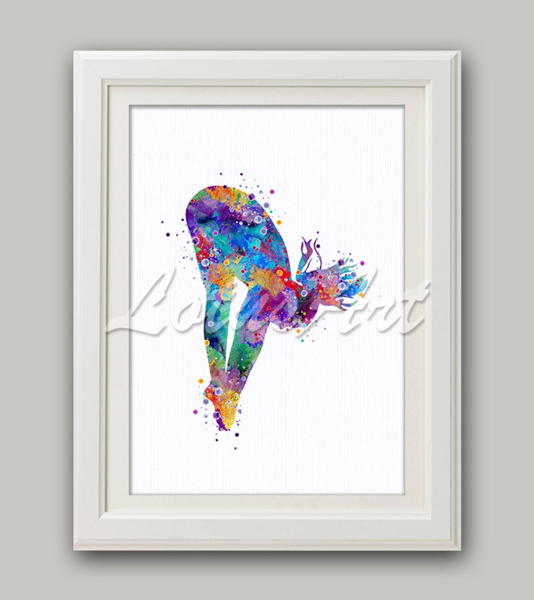 Springboard Diving Art Watercolor Print Water Sport Diver - Etsy