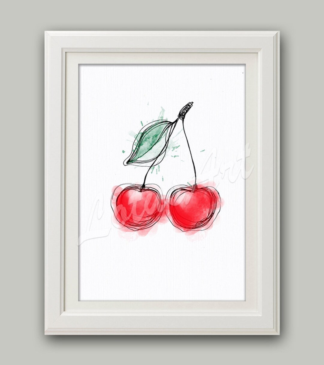 Cherries Decor Watercolor Wall Art Print Kitchen Poster Fruit - Etsy