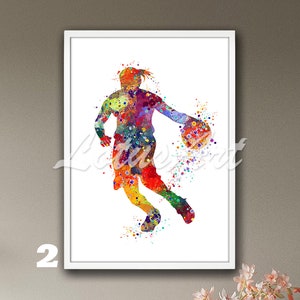 Girl Basketball Art Framed Watercolor Print Women Sports Girls Room ...