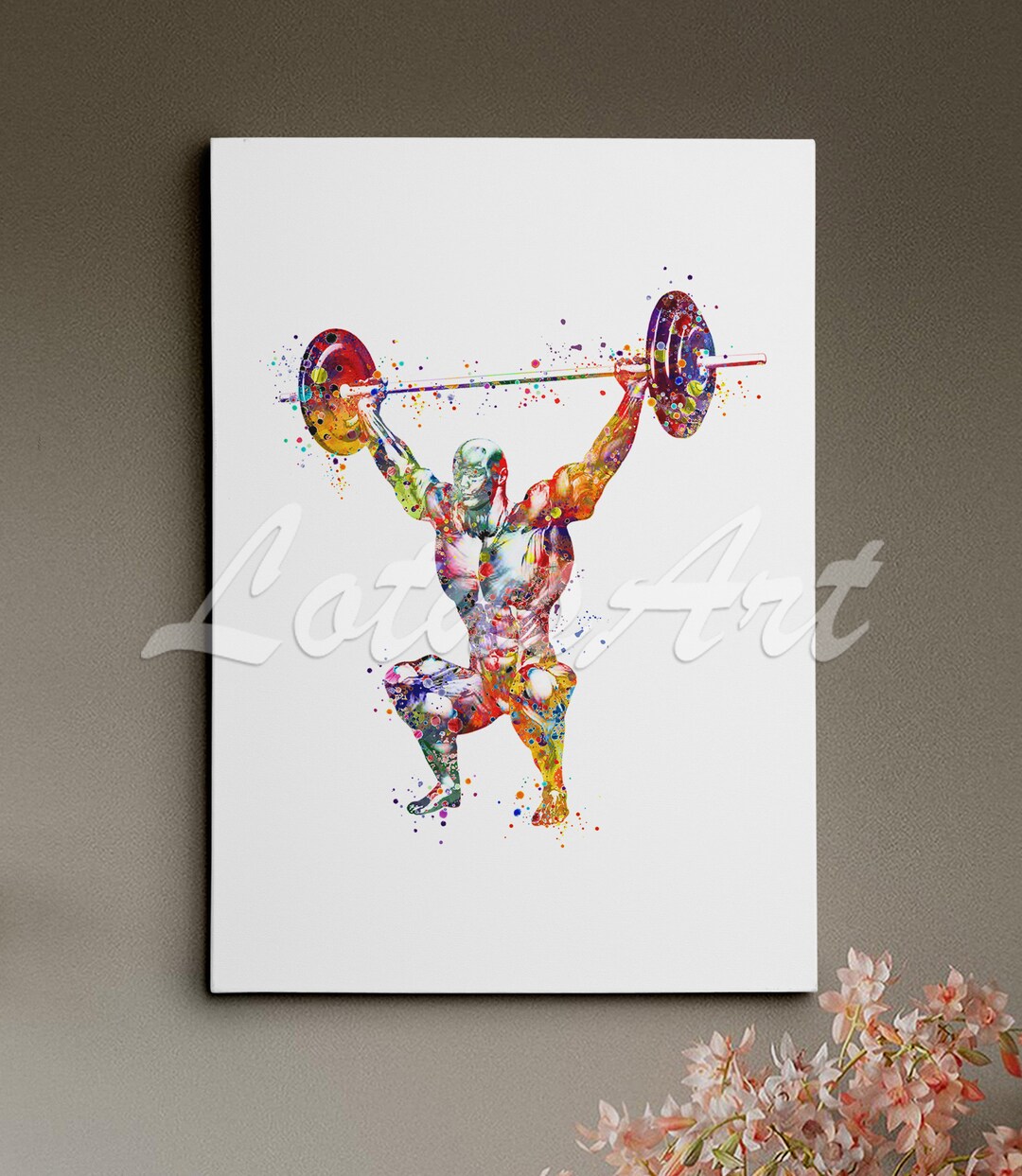 Weightlifter Muscles Anatomy Art Watercolor Canvas Print Sports Medical ...