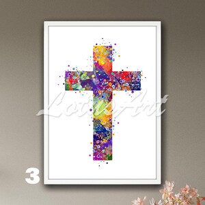 Christian Cross Wall Art Watercolor Print Home Decor Crucifix Christ ...