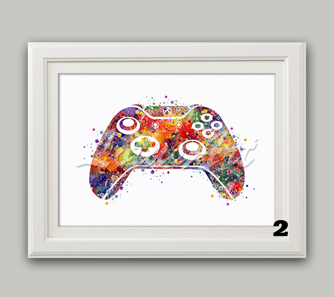 Game Controller Joystick Wall Art Watercolor Print Boys Room - Etsy