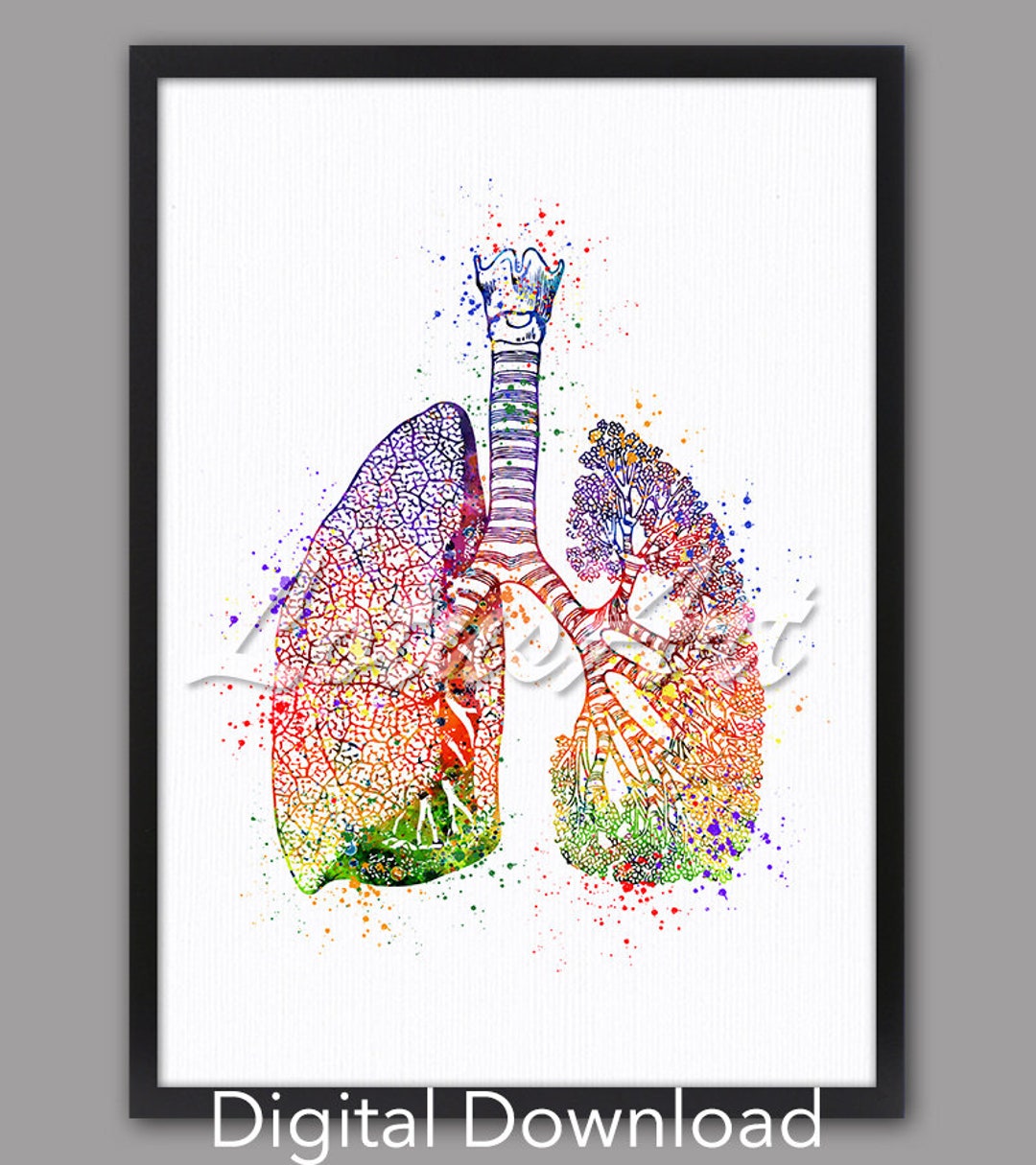 DIGITAL DOWNLOAD Lungs Wall Art Anatomy Watercolor Print Anatomical ...