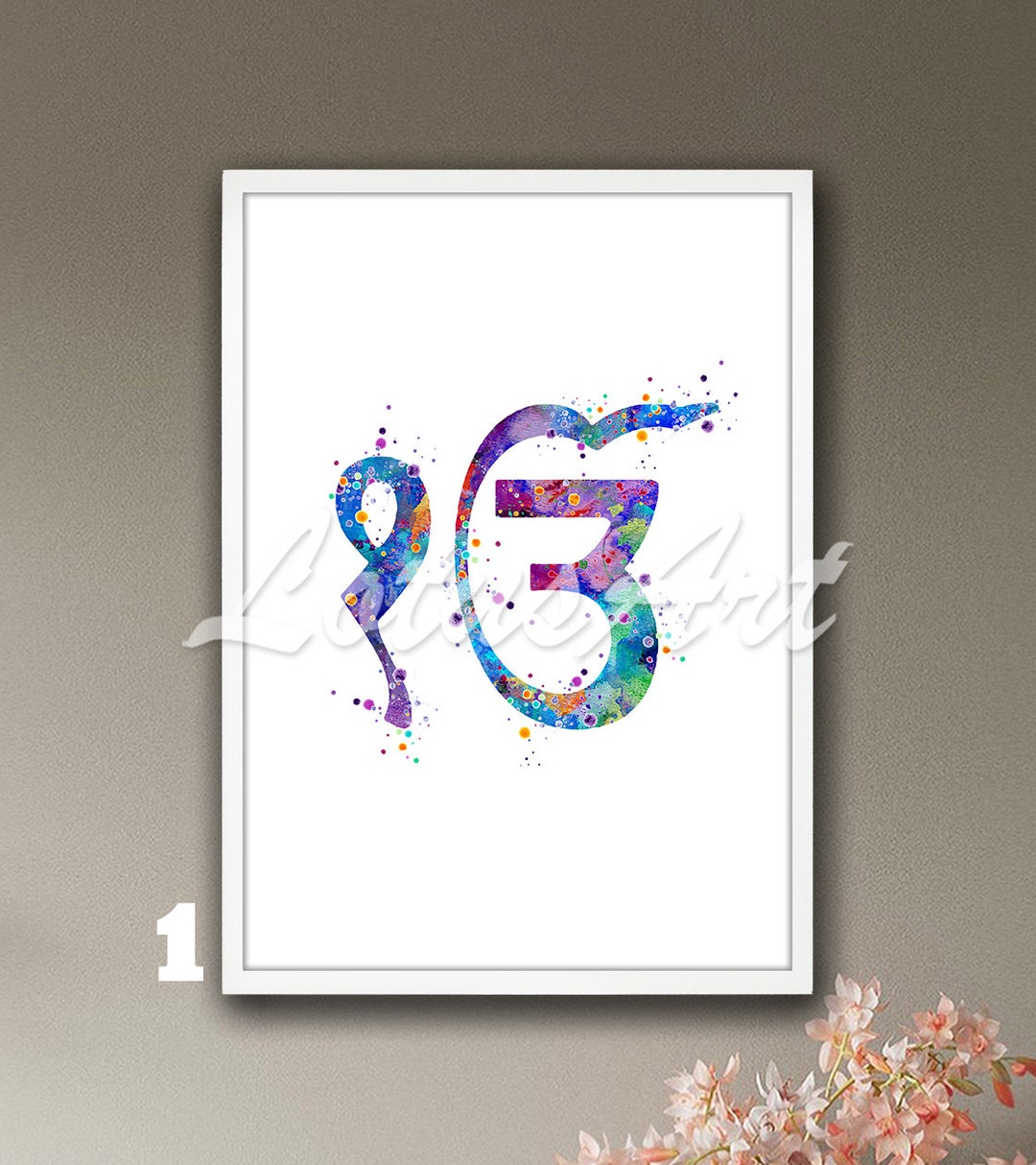 Ek Onkar Symbol Watercolor Wall Art Print Meditation Yoga Studio Decor ...
