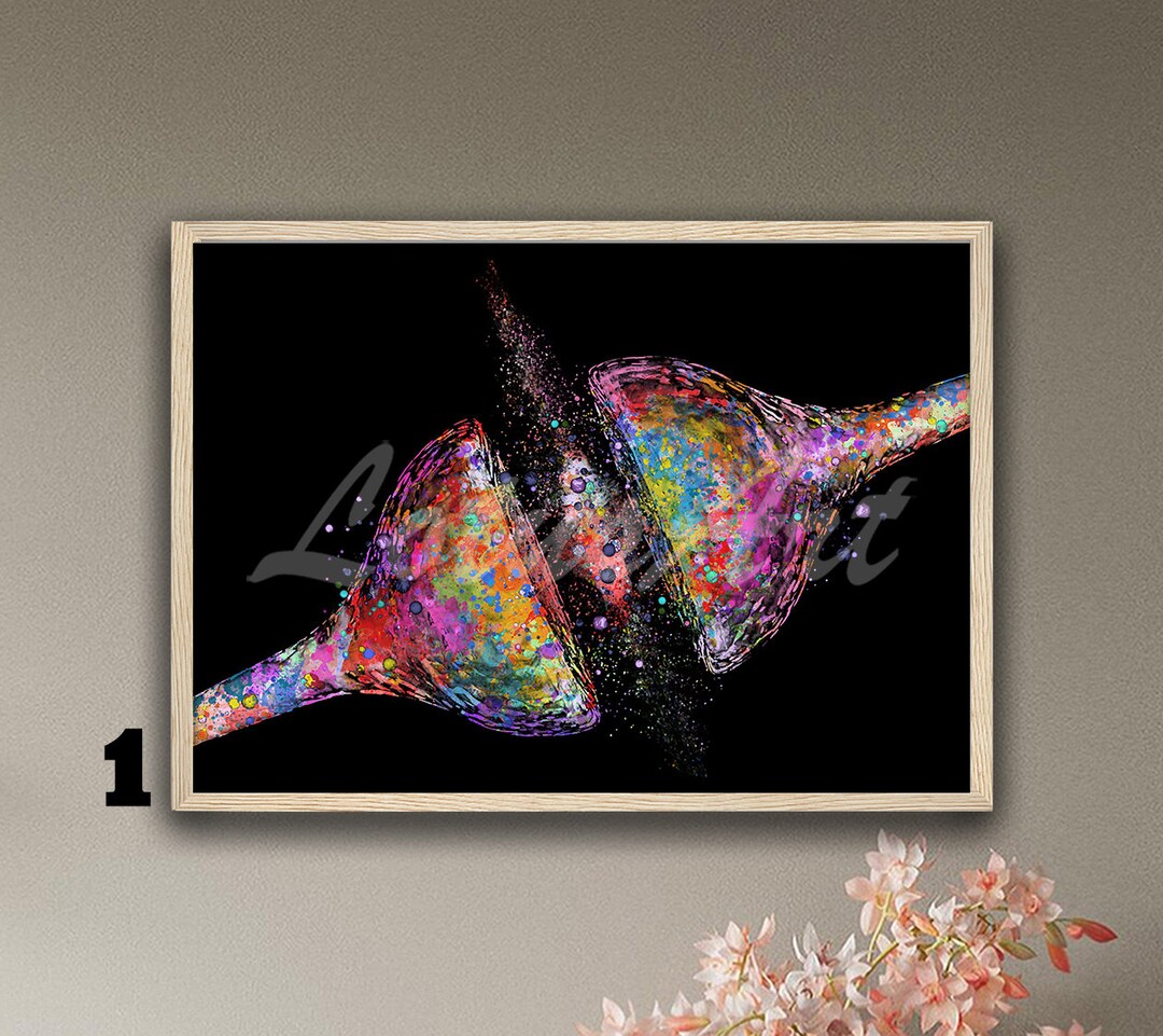 Synapse Receptor Brain Nerve Cell Framed Black Background Science Art ...