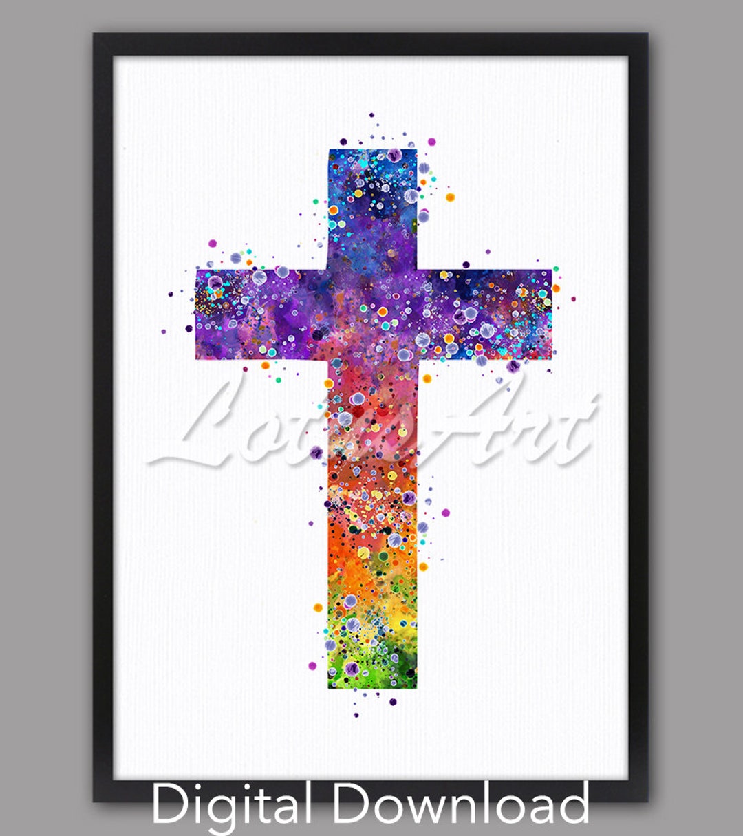 Christian Cross Symbol Wall Art Print Home Decor Canvas Crucifix Christ ...