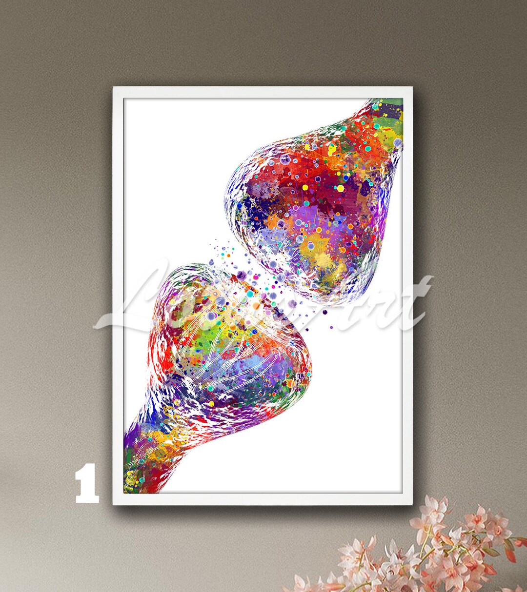 Synapse Receptor Science Art Framed Watercolor Print Anatomy Poster ...