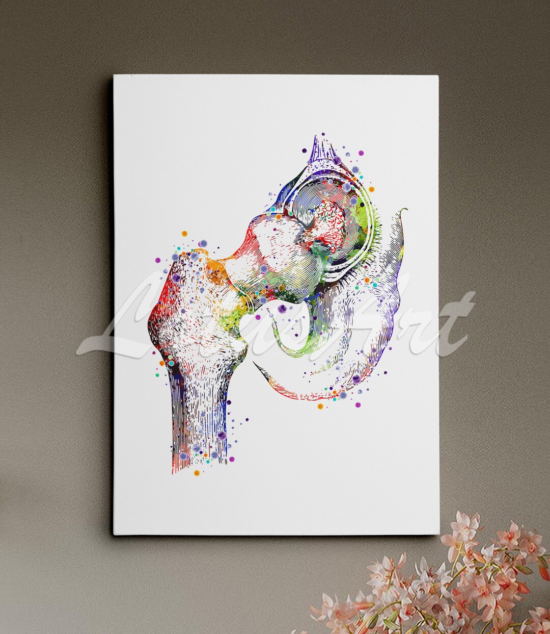 Hip Joint Wall Art Anatomy Watercolor Canvas Print Medical Clinic Decor ...