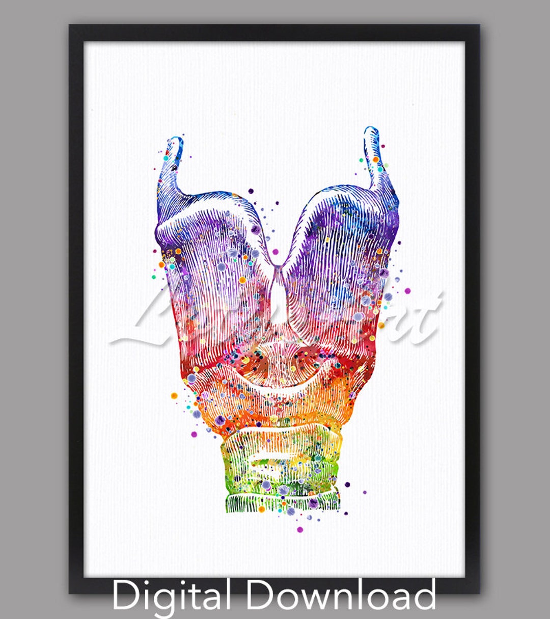 DIGITAL DOWNLOAD Larynx Anatomy Watercolor Art ENT Doctor Office ...