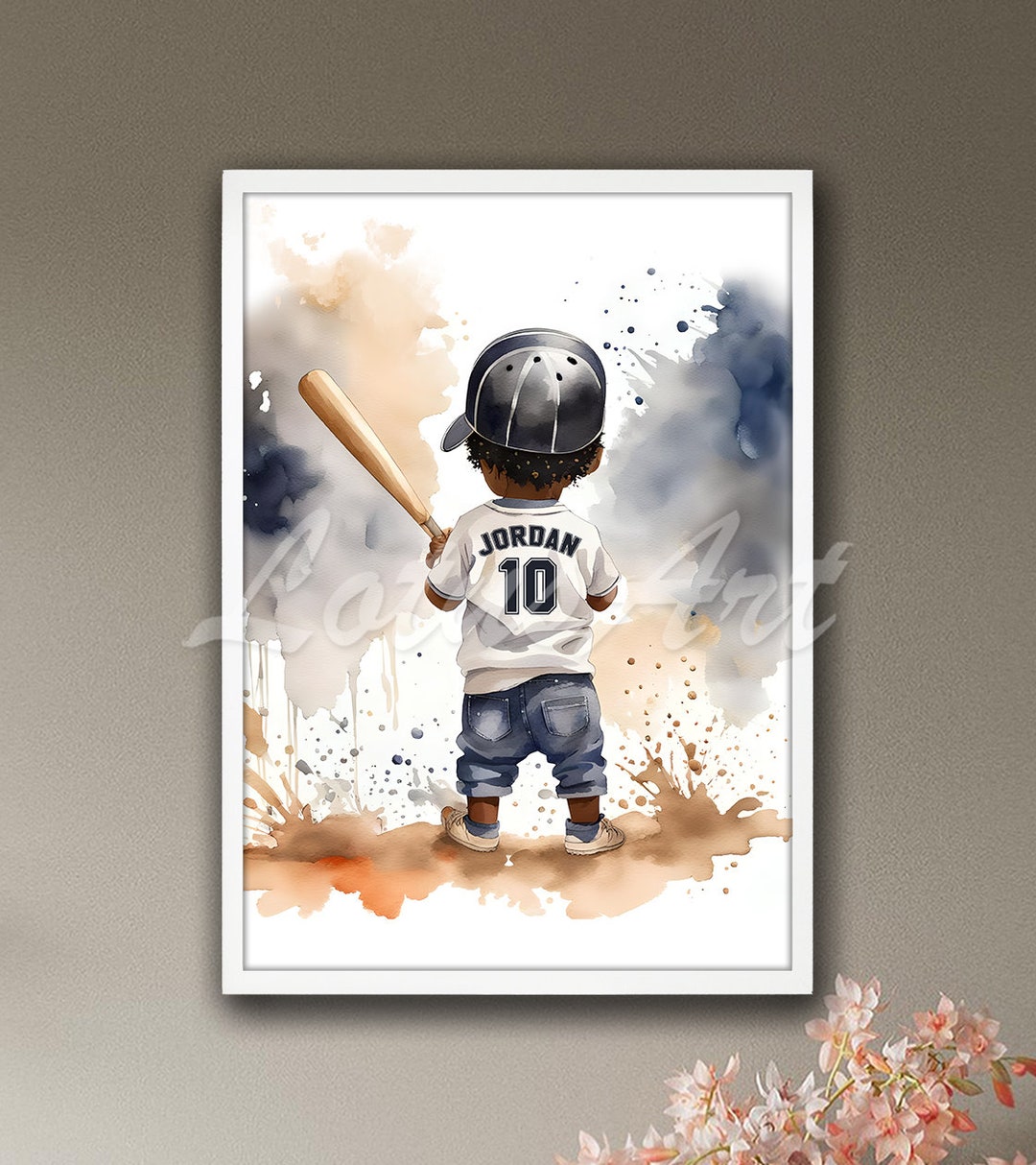 Cute Little Boy Baseball Personalised Art Framed Print Softball Sports ...