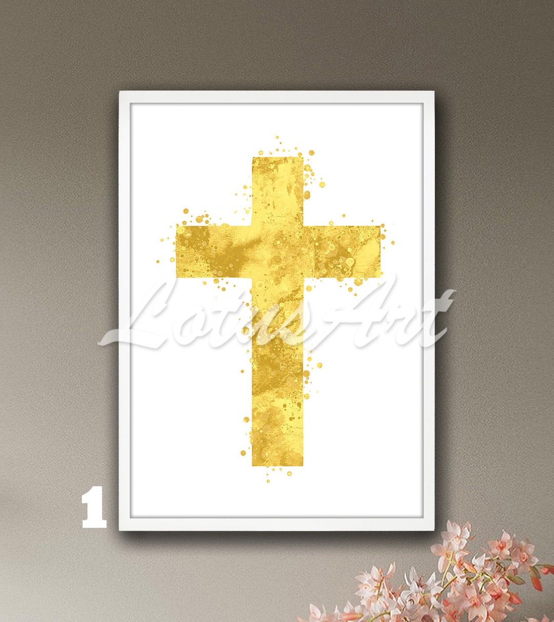 Christian Cross Art Watercolor Print Home Decor Crucifix Christ Wall ...