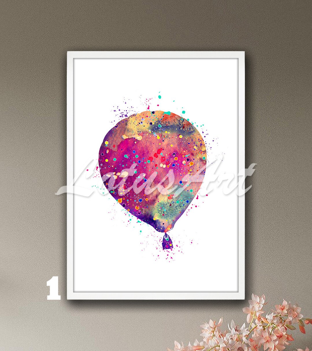 Watercolor Hot Air Balloon Print, Kids Nursery Decor, Personalized Gift ...